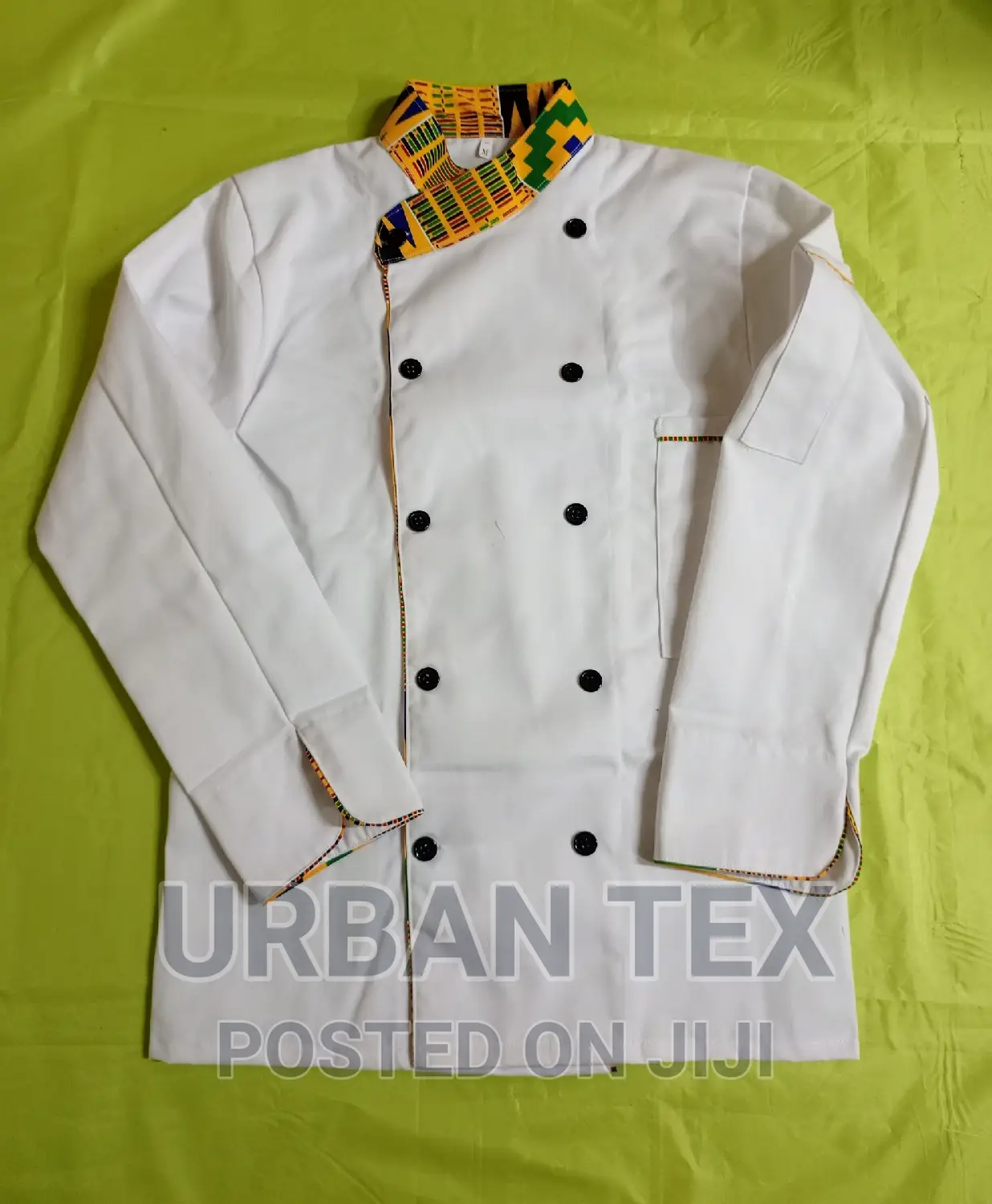 Customized White Kitenge Piped Cotton Chef Jacket in Nairobi Central ...