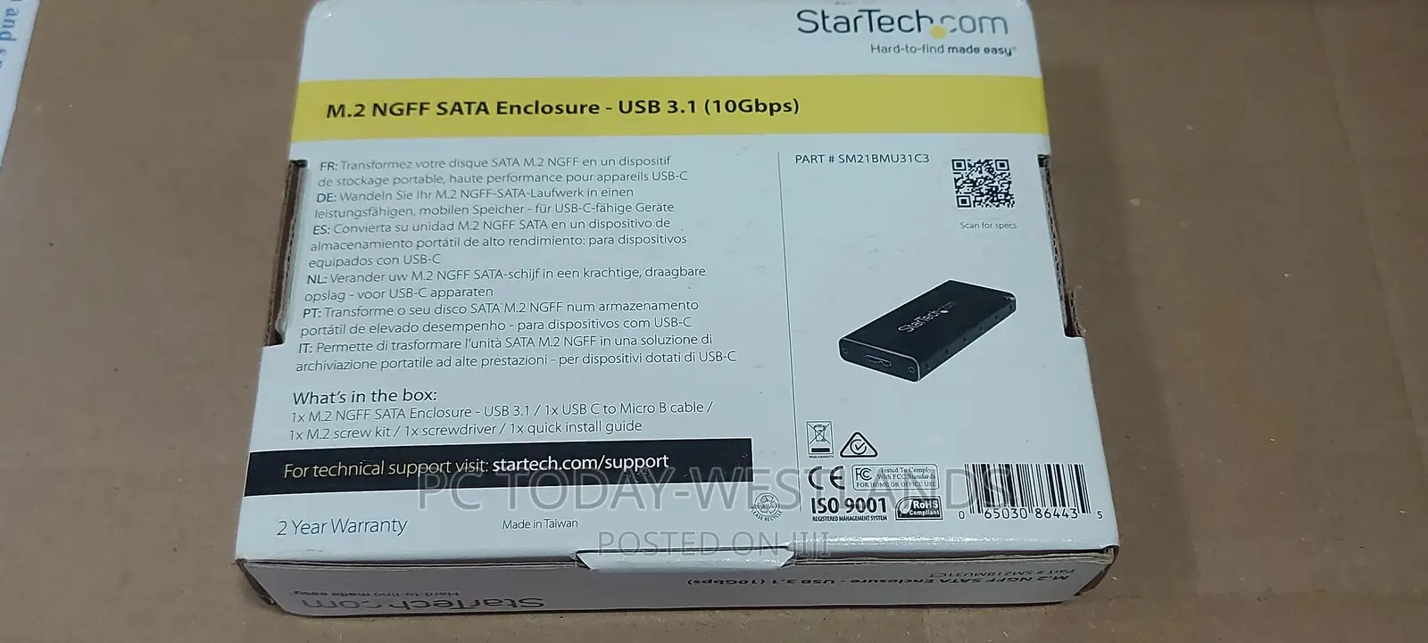Startech.Com Sm21bmu31c3 M.2 SSD Enclosure for M.2 Sata SSDS in ...