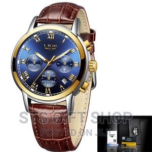 LIGE Men Brown Leather Blue Face Men Chronograph Watch in Nairobi ...
