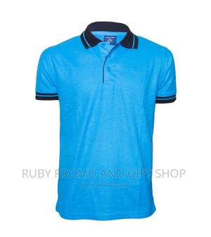 Tea Blue Polo T-Shirt With Black Striped Colar in Westlands - Clothing ...