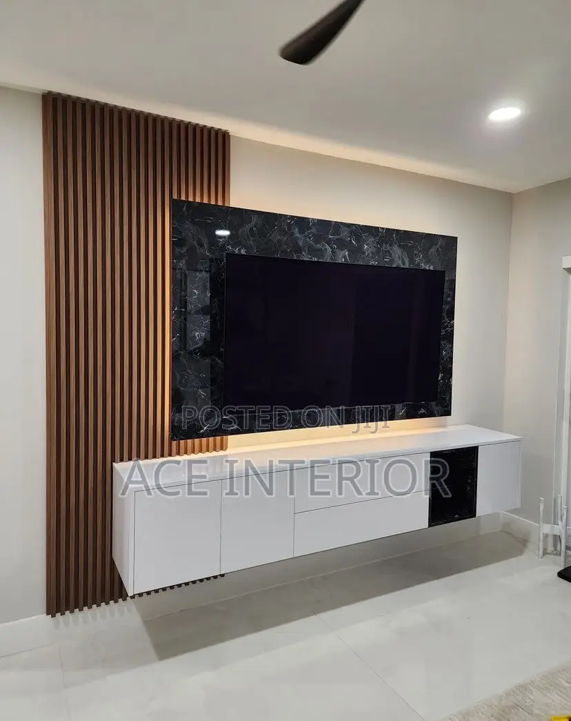 Tv Wall With Fluted Panels, Uv Board, Floating Cabin in Nairobi Central ...