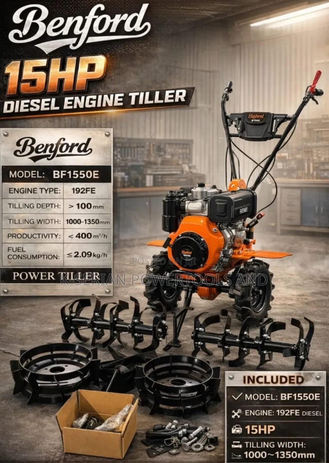Benford 15hp Diesel Engine Tiller/Diesel Tiller - K-serian Powertools ...